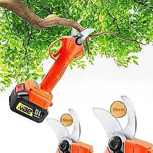 Vrseis Lithium Pruning Shears 21V Electric Secateurs SK5 Sharp Blade Branch Cutter 1 Inch/25mm Cutting Diameter with Toolbox Portable Rechargeable Garden Fruit Tree Bushes Trimmer