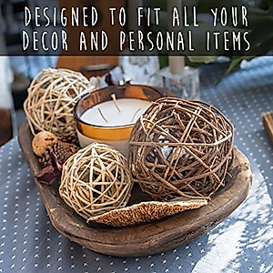 MAINEVENT Decorative Bowl Home Decor 10 Inch, Wooden Dough Bowl Decor, Wooden Bowl Decor, Wood Bowl Dining Room, Table Centerpiece Decor Bowl, Wood Bowl Decorative Wood Dough Bowl Centerpiece Bowl