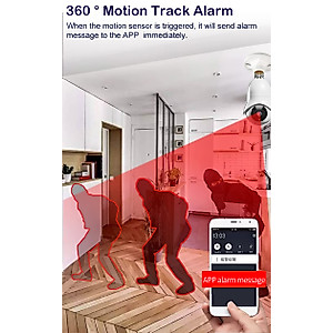 bluedery Light Bulb Camera 2.4GHz & 5G WiFi, 1080P E27 Light Bulb Camera Security Camera, Indoor 360°Home Security Cameras, Full Color Day and Night, Smart Motion Detection, Two-Way Audio