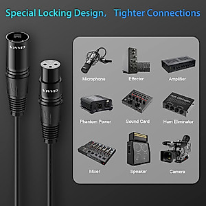 Sovvid 10FT XLR Cable Male to Female Microphone Cable Cord Wire Balanced 3 PIN Mic Cables Cord Compatible with Microphone Studio Harmonizer Mixing Boards Speaker Radio Station or More Black