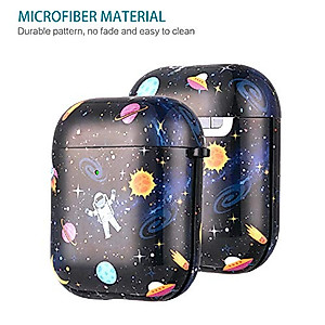 AirPods Case Gen 2&1, Lokigo Spacemen AirPods Case Cover Full Protective AirPods with Wireless Charging Hard Case Kits with Keychain/Strap/Earhooks/Watch Band Holder for Girls Women Men