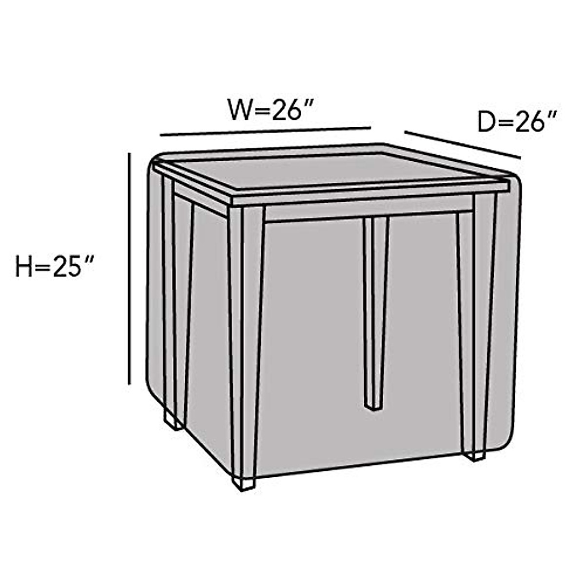 Covermates Square Patio Accent Table Cover - Patio Outdoor Furniture Cover, Water Resistant Outdoor Ottoman/Side Table Cover, Elite 300D Polyester, 26W x 26D x 25H, Charcoal