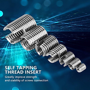 50Pcs Stainless Steel Inner Thread Self Tapping Thread Inserts Set Thread Reinforce Repair Tool M3- with a Storage Case