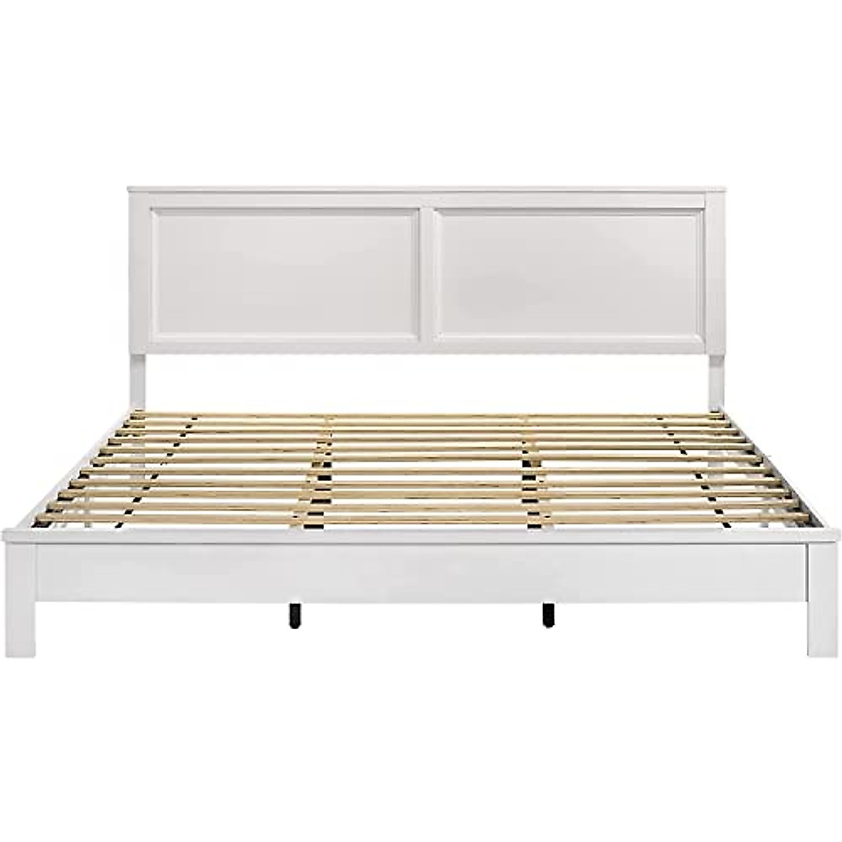 New Classic Furniture Aries Solid Wood Queen Size All-in-One Panel Bed, White