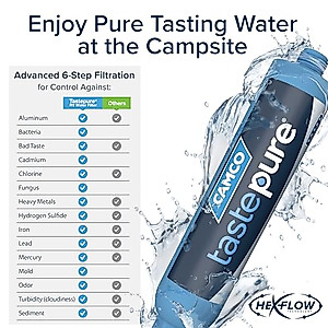 Camco TastePURE RV Water Filter - New & Advanced RV Inline Water Filter with Flexible Hose Protector - GAC & KDF Water Filter - Made in USA - Camping Essentials for Fresh Drinking Water (40043)