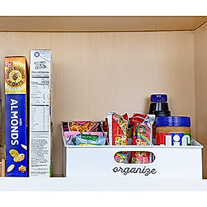 AuldHome Enamelware Farmhouse Snack Caddy (White); Rustic Countertop Storage Container with Dividers