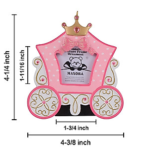 Personalized Baby Photo Frame Christmas Tree Ornament - Baby Girl Princess Carriage Ornament - Pink Baby Ornament - Unique Keepsake Gifts for Girl, Grandkid, Daughter