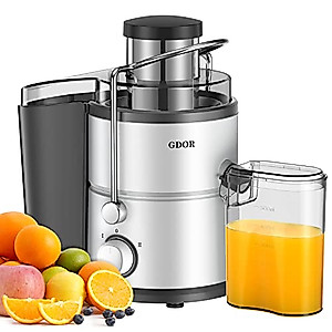 GDOR Juicer with 800W Motor, Juicer Machine with Big Mouth 3” Feed Chute, Dual Speeds Juice Maker for Fruits and Veggies, Anti-Drip Function Centrifugal Juicer, Include Cleaning Brush, BPA-Free, White