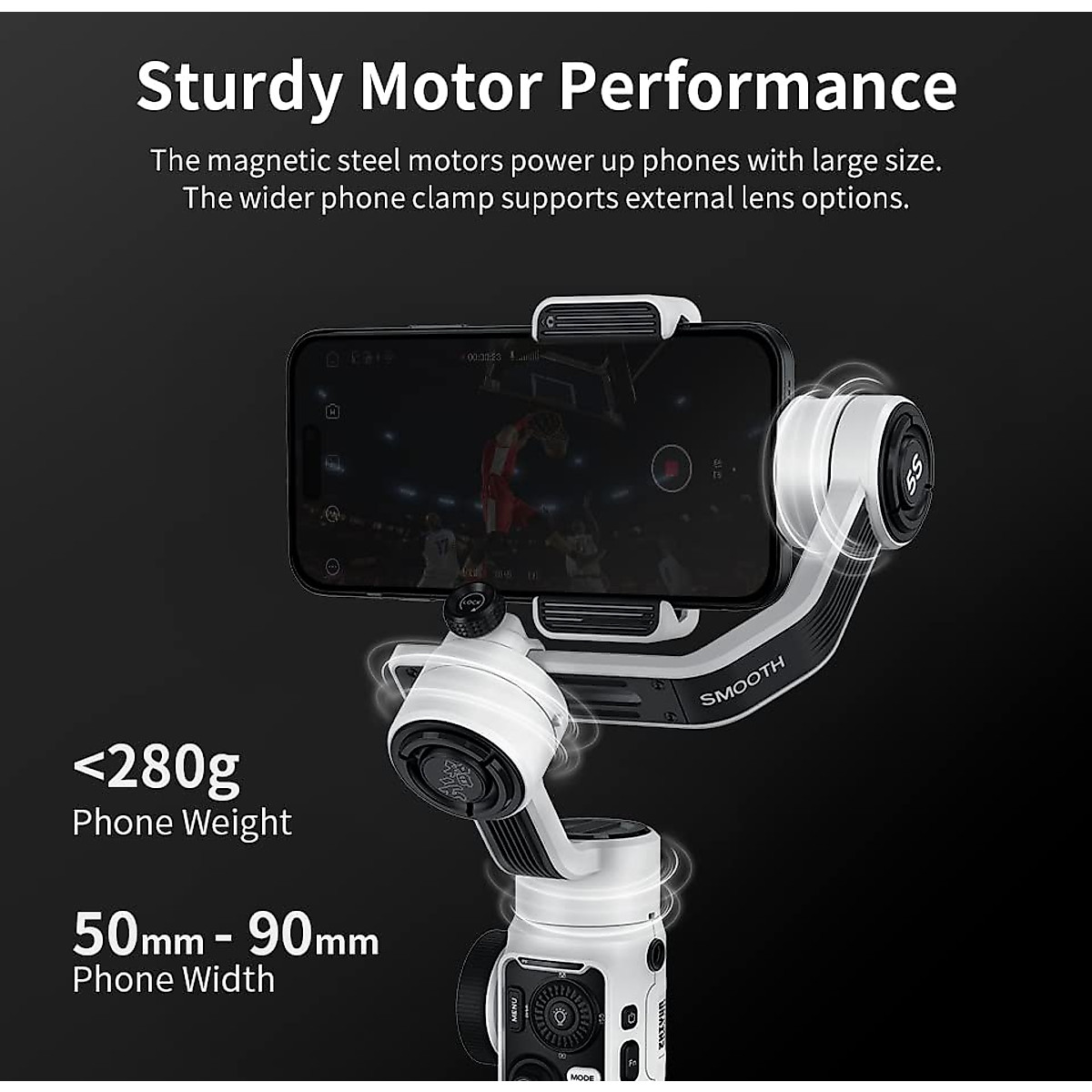 Zhiyun Smooth 5S Smartphone Gimbal Stabilizer 3-Axis with Built-in Fill Light for iPhone Android with Face Object Tracking for Vlog Video Live Stream INS YouTube (Smooth 5 Upgrade Version)-Gray
