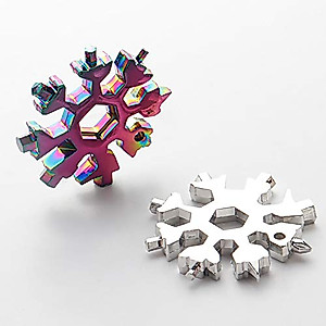 18-in-1 Snowflake Multi-Tool,Stainless Steel Snowflake Keychain Tool,18-in-1 Incredible Tool Snowflake Screwdriver for Camping Outdoor,Best Gift,Easy to Carry Black with box