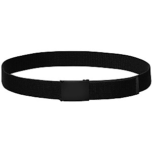 Canvas Web Belt Fully Adjustable Cut to Fit Golf Belt Flip Top Black Buckle - Black