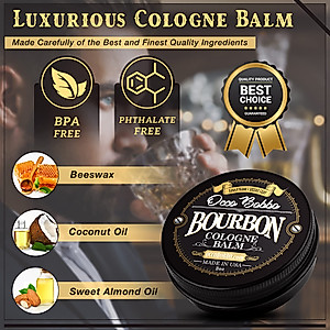 Occo Bobbo - Solid Cologne Bourbon and Sandalwood Scent. Solid Bourbon Cologne For Men - Men's Solid Cologne - 2 Ounce - Concentrated Balm. – A Smooth Blend Of Woody Oak Barrel