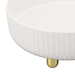 360 Degree Rotating Storage Rack Organizer Round Cosmetic Spice Rack Turntable for Kitchen Cabinet Pantry Small (White)