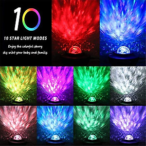 Elecstars Night Light, Star Projector with Bluetooth Speaker, Ocean Wave Bedside Lamp, Adjustable Lightness & Remote Control, Music Player, Living Room, Decor.