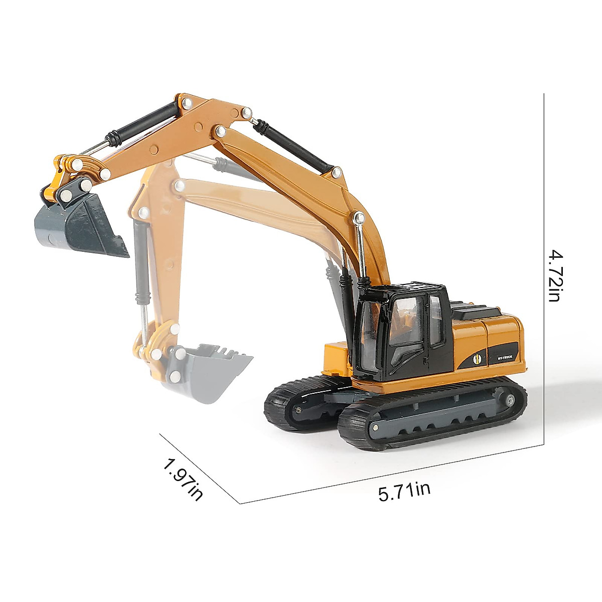 Diecast Semi Truck & Excavator Toy Model Metal Flatbed Truck w/Excavator Tractor Metal Construction Vehicle Models Toys for Kids