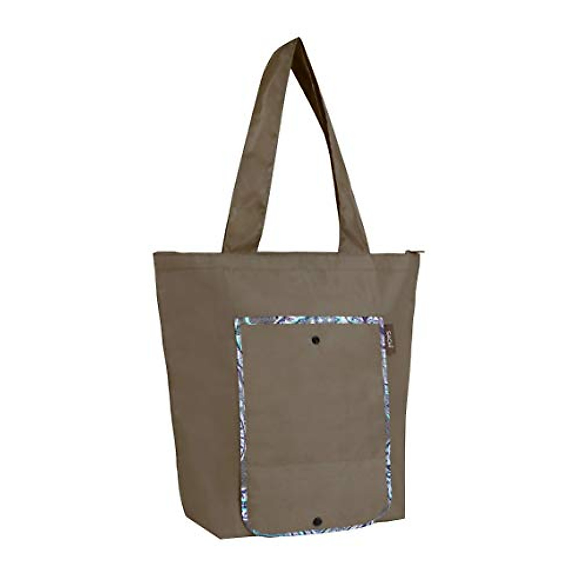 Sachi 3 Piece Market Tote Set – Insulated Thermal Reusable Grocery Bags for Cold and Hot Foods – Lightweight, Portable and Fold-able (Brown Damask Paisley)