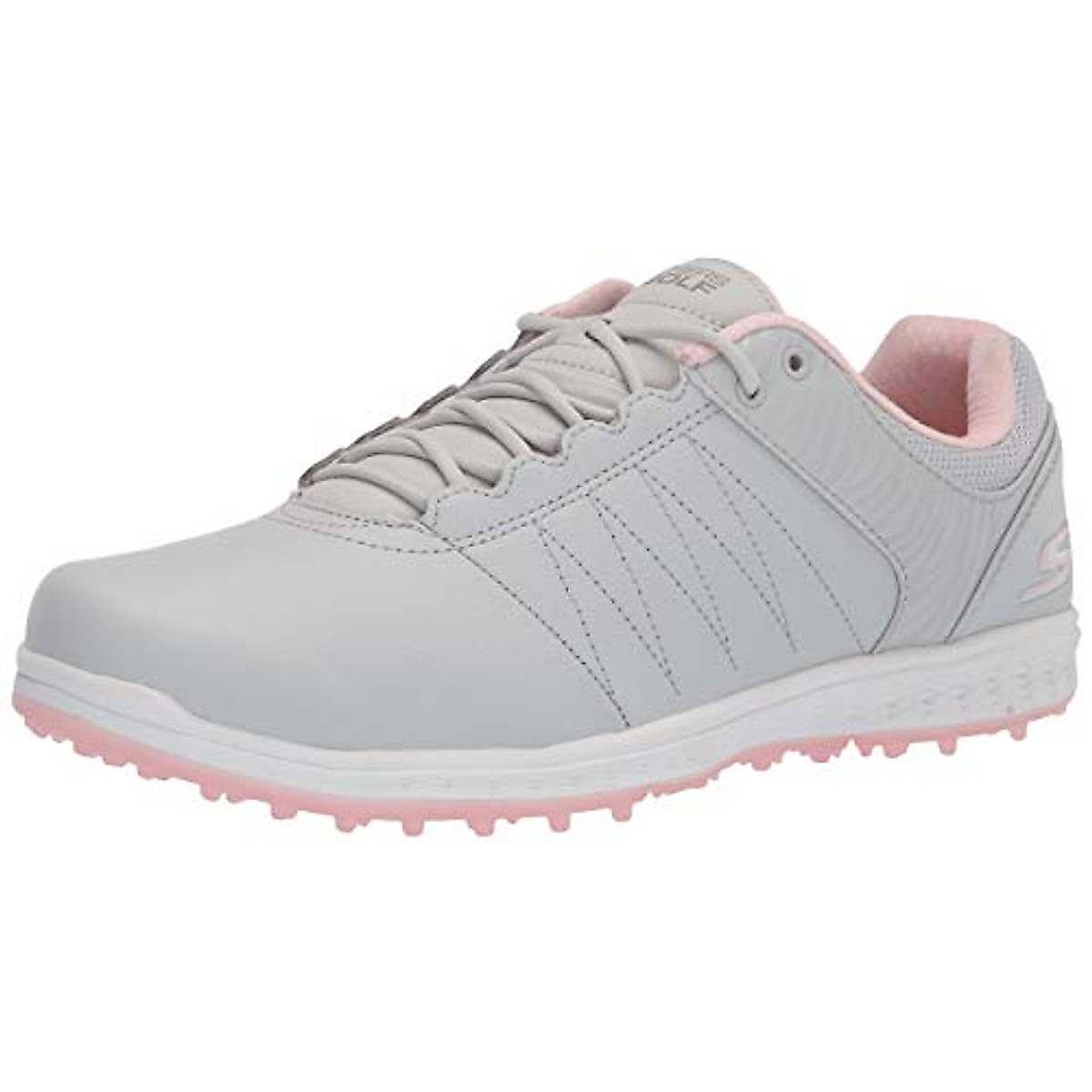 Skechers womens Pivot Spikeless Golf Shoe, Light Gray/Pink, 8.5 US