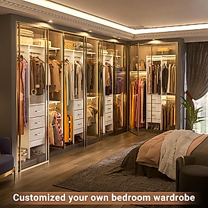 Besiost 4FT Small Closet System with 3 Fabric Drawers, 48'' Closet Organizer System with 3 Adjustable Shelves, Flexible Built-in Clothes Garment Rack for Small Space, 48" L x 13" W x 71" H, White