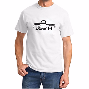 1948-51 Ford F-1 F1 Pickup Truck Classic Outline Design Tshirt 2XL White
