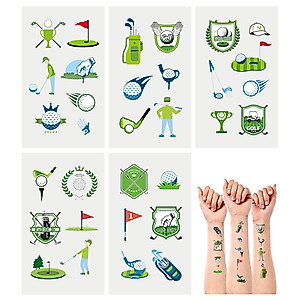 24 Sheets Golf Temporary Tattoos, Birthday Decorations Golf Party Favors