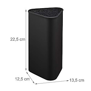 Relaxdays Plastic Block, Knife Holder with Bristle Insert, unequipped, H x W x D: 22.5 x 13.5 x 12.5 cm, Black