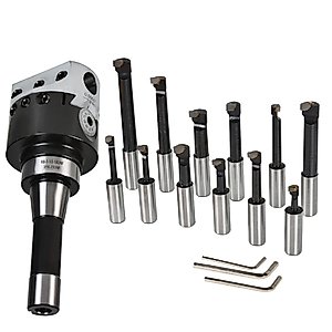 LiGuVCY 3 Inch R8 Shank Boring Head 3/4 Inch Carbide Boring Bar Set for Bridgeport Milling with Box
