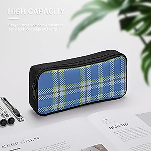 Blue Tartan Buffalo Plaid Pencil Case Pencil Pouch Coin Pouch Cosmetic Bag Office Stationery Organizer