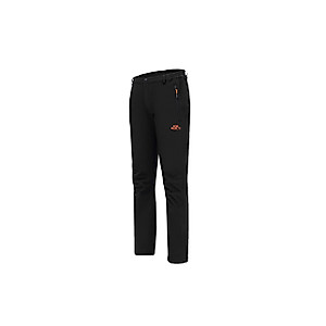 Acmelogy Fleece Lined Softshell Pants Skiing, Snowboarding, Hiking, 100% Waterproof, Breathable, 8000mm/3000gm (Men's, XX-Large, Black)