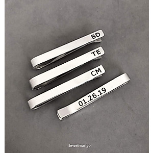 Tie Clip Personalized Custom Engraved Tie Bar Pin Slide Stainless Steel for Men Dad Wedding Gift Groomsmen (Silver-0.31" x 1.97")