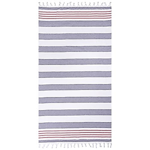 Superior Oversized Cotton Beach Towel For Adults And Kids, Quick Drying Towels, Pool, Spa, Resort, Hotel, Camping, Travel, Super Absorbent, Striped With Tassels, Coastal Resort Collection, Baked Apple