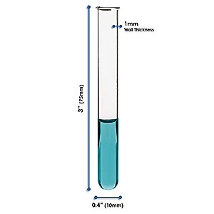 EISCO 48PK Test Tubes, 3ml - Borosilicate 3.3 Glass - 1mm Thick Walls, Beaded Rim - Superior Heat & Chemical Durability - 3" Tall, 0.4" Diameter