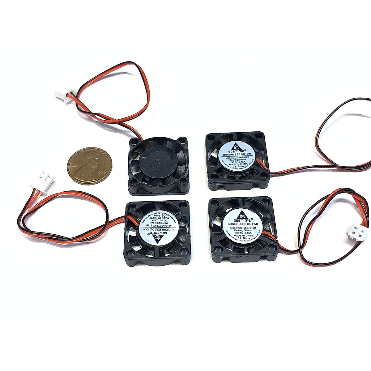 4 Pieces 5v Fan mini 25mm x 7mm 2pin 2507 dc mini micro brushless cooling A30