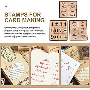 Kisangel 32Pcs Rubber Wooden Stamps Number Week Months Stamps Vintage Journal Stamps for Scrapbooking Diary Planner (Number+ Week+ Month)