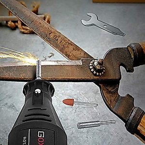 Chainsaw Sharpener Kit - GOXAWEE 140W Power Chain Saw Sharpen Tool Set, Electric Blade Sharpening File Comes with 6pcs Diamond Sharpening Wheels, Angle Guide Attachment for Lumberjack & Garden Worker