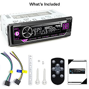 Single Din Car Stereo with Bluetooth: in Dash Digital Multimedia Receiver - Dual USB SD AUX Input | AM FM Car Radio | APP Control | Wireless Remote | Quick Charge