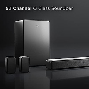TCL 5.1ch Sound Bar with Wireless Subwoofer (Q6510, 2023 Model), Dolby Audio, DTS Virtual:X, 430W, Built-in Center Channel Speaker, 2 Rear Surround Sound Speakers, Wall Mount/HDMI Cable Included,Black