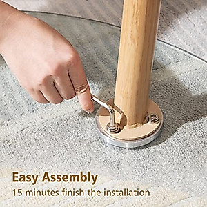 STYLIFING Round Glass Dining Table - Tempered Glass Kitchen Table Dining Room Table - Modern Small Round Dining Table for 4 with Wood Printed Transfer Metal Leg Coffee Dinner Table for Living Room