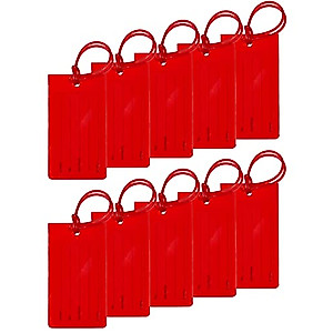 Sodsay 10 Pack Luggage Tags Suitcases Plastic Travel Bag & Baggage ID Label Tags Travel Essentials (Deep Red)
