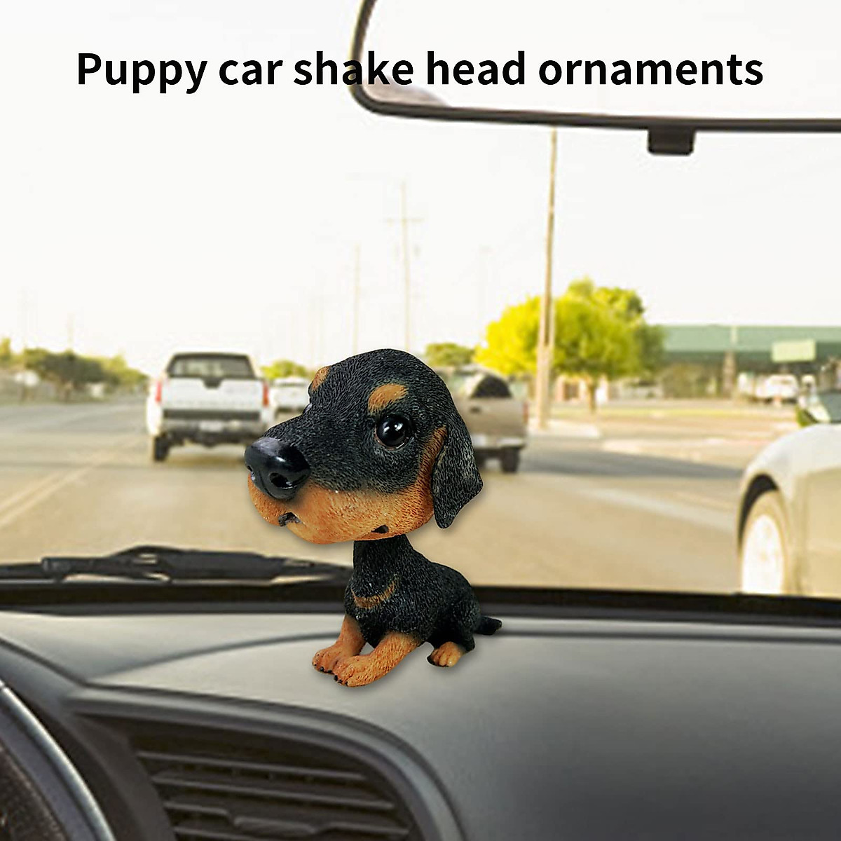 Bobbleheads for Car Dashboard, Cute Resin Bobble Head Dogs Car Dashboard Decorations, Dog Ornaments Puppy Shaking Head Toys Gifts for Car Vehicle Desk Tabletop Office Decor (Black and Tan Coonhound)