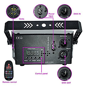 AMKI DJ Disco Lights, 15 Eyes RGB Party Lights Stage Light by DMX512 Control, Sound Activated LED Pattern Strobe Lights for Parties Live Laser Light Show Xmas Club Bar Disco Dancing