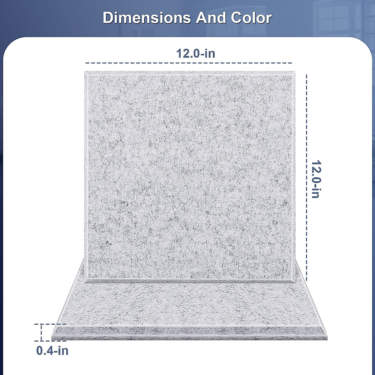 DEKIRU 12 Pack Acoustic Foam Panels, 12 X 12 X 0.4 Inches Soundproofing Insulation Absorption Panel High Density Beveled Edge Sound Panels (Normal version, Grey)