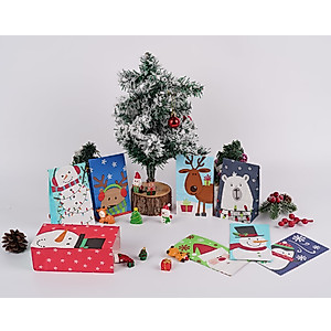 Linelglobal Small Christmas Gift Bag, Goodie Treat Bag for Kid Holiday Party Favor 24 Pack