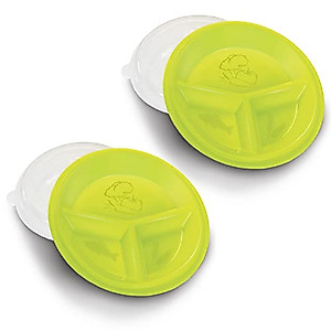 Rehabilitation Advantage 3 Compartment Portion Plate with Lid (Set of 2)