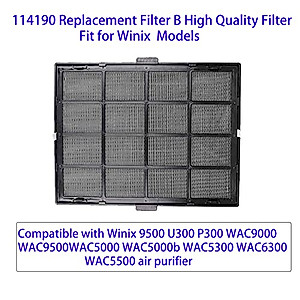 114190 Replacement Filter B for Winix 9500 U300 P300 WAC5300 WAC5500 WAC9000 WAC9500 WAC5000 WAC5000b WAC6300 Air Purifiers, Black