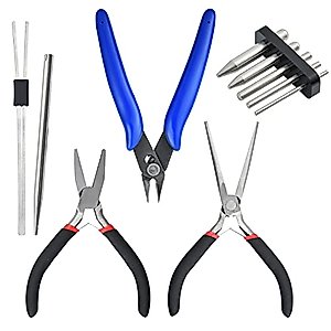 Worldity 10 Metal DIY Model Kit Tool, Metal DIY Model Tool Set, Includes Tab Edge Cylinder Cone Shape Bending Assist Tools, Pliers and Metal Tweezers for 3D Metal Jigsaw Puzzles Model Basic Building