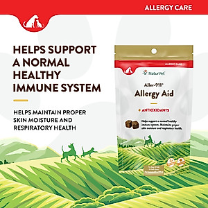 NaturVet – Aller-911 Skin & Coat Allergy Aid Plus Antioxidants – 90 Soft Chews – Supports Immune System, Skin Moisture & Respiratory Health – Enhanced with Omegas, DHA & EPA – for Dogs & Cats