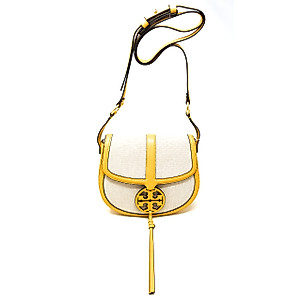 Tory Burch Women's Miller Canvas Quadrant Crossbody Saddlebag (Daylily)