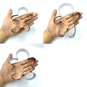 LILIAO Gingerbread Man Cookie Cutter Set Winter Christmas - 3 Piece - Gingerbread Girl, Running Gingerbread Man and Extra Large Waving Gingerbread Man Biscuit Cutters - Stainless Steel