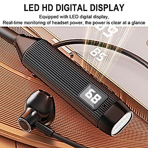 Sports Blue-Tooth Earphones, High-Power Neck-Mounted Earphones with LED Digital Display, Stereo Earbuds Bone-Conduction Earphone with Skin-Friendly Memory Silicone Collar, Super Battery Life (Green)