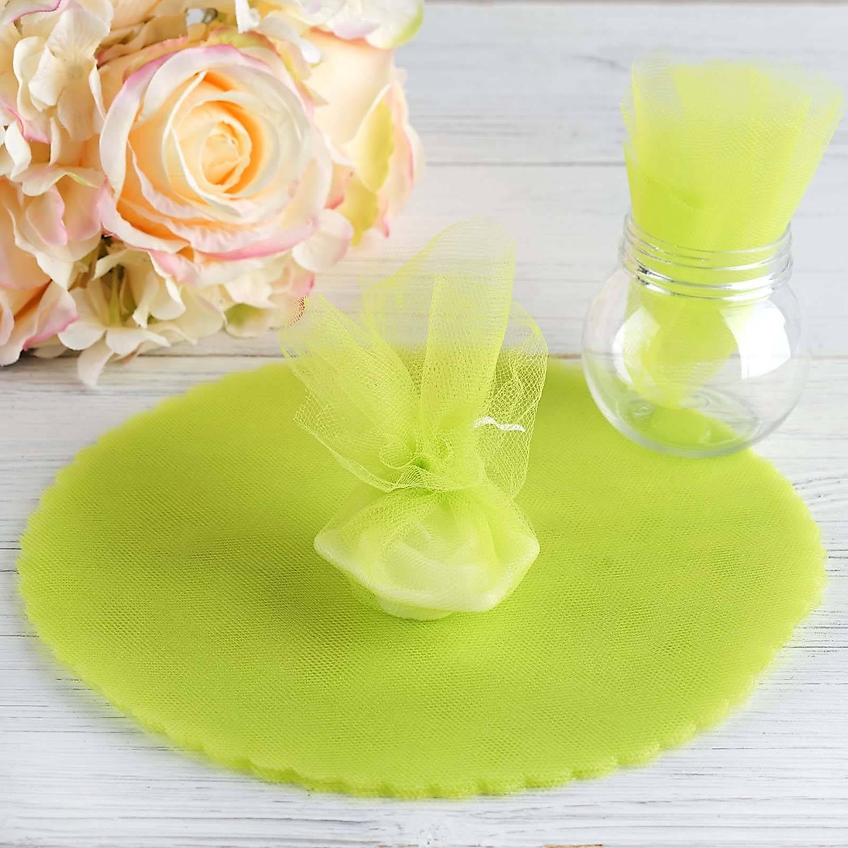 Efavormart 25pcs/ pk 9" Tulle Circles for Party Decorations Banquet Event Sewing DIY Crafts Fabrics Sewing - Lime Green